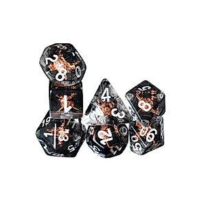 3DEGOS Black Rogue Pirate DND Dice Set for Dungeons and Dragons Gifts, D&D, D and D, Pathfinder, Accessories, D20, Polyhedral, Resin Dice, Metal, Dice Tray, Tower, Bag, Box