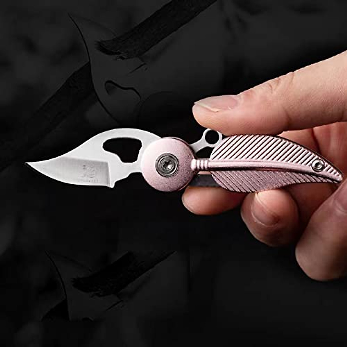 HENWAFX Pink feather knife for unpacking express delivery, small fruits, ladies mini knife is easy to carry (1 pack)…