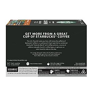 Starbucks K-Cup Coffee Pods, Medium Roast Coffee With 2X Caffeine House Blend For Keurig Coffee Makers, 100% Arabica, 6 Boxes (60 Pods Total)