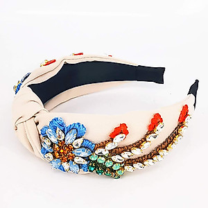 QTMY Rhinestone Crystal Headbands for Women,Hair Hoop Accessories Headwear Jewelry,522Beige
