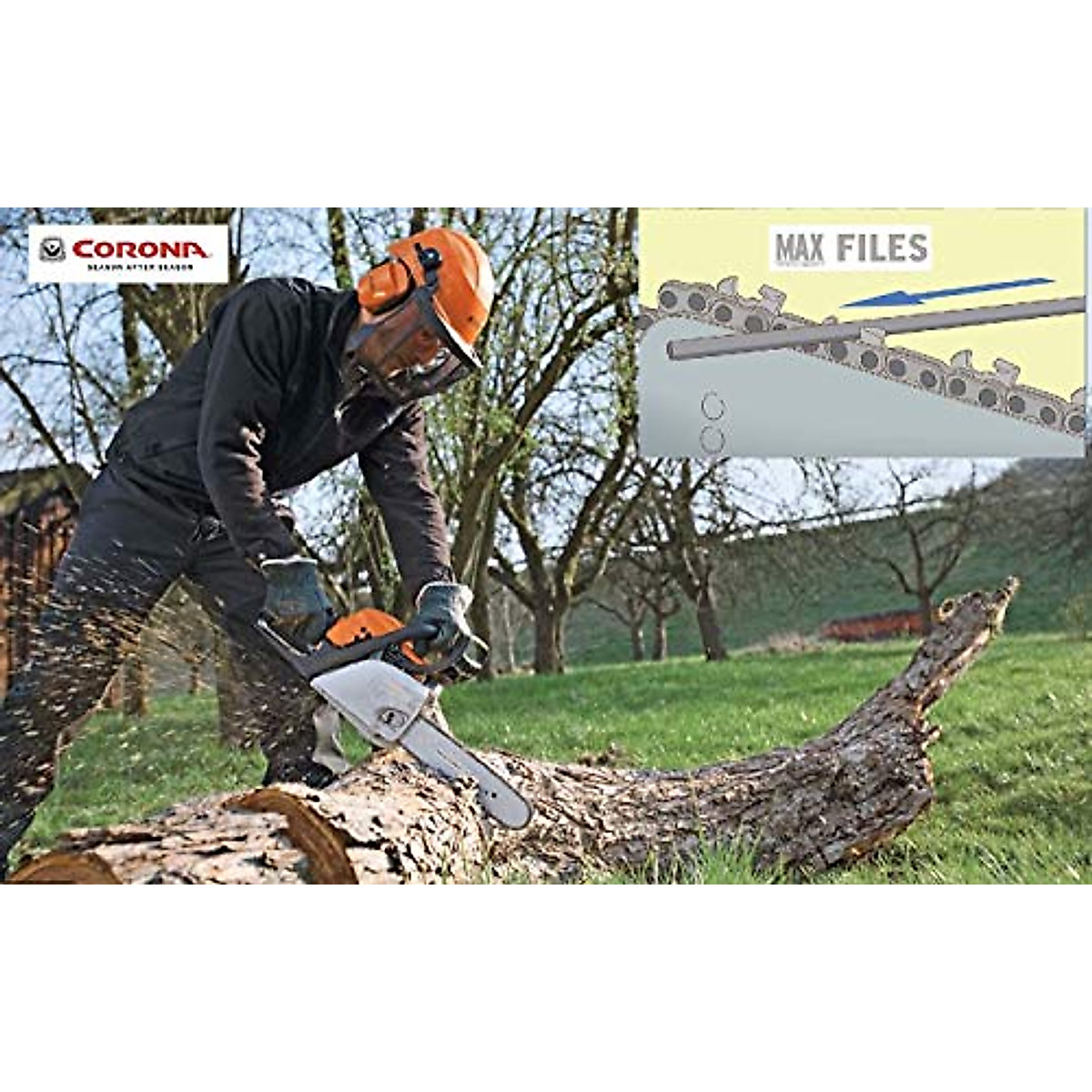 Corona CF4050732SC0CD Round Chainsaw Smooth Cut File Carded, 8-Inch by 7/32-Inch