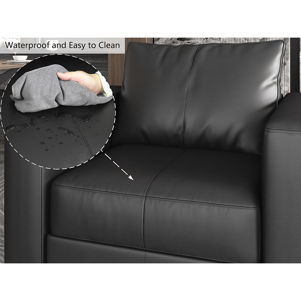 EASE MOOSE Convertible Modular Sofa Sectional Couch with Reversible Chaises,3 Seat Faux Leather Sectional Sofa Couch with Storage for Living Room Home Office