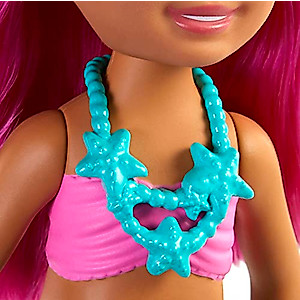 Barbie Dreamtopia Chelsea Mermaid Doll with Pink Hair & Tail, Royal Headband Accessory, Small Doll Bends at Waist