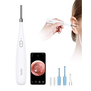 eutto Wireless Otoscope with Gyroscope, 0.15in Probe HD Ear Camera, 6 LED Lights, Ear Inspection Camera, Ear Wax Removal Tools, Compatible with iPhone and Android