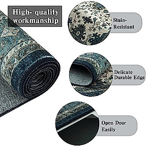 GARVEE Persian Washable Area Rug 8x10 Vintage Boho Living Room Rug Non-Slip Nursery Rug for Bedroom,Low-Pile Carpet Print Distressed Entryway Rug for Laundry Dining Room Office