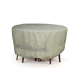 Covermates Round Dining Table/Chair Set Cover - Water-Resistant Polyester, Mesh Ventilation, Patio Table Covers, 60DIAMETER x 30H, Khaki
