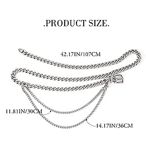 Cosydays Punk Waist Chain Gold Metal Belt Layered Body Chains Harness Heart Belly Chain Party Sexy Body Jewelry for Women and Girls (Silver)