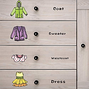Maydahui 2 Sheets（31 Count） Dresser Clothing Decals 11 * 11inch Boys Girls Clothing Sort Wall Sticker Removable Clothes Classification Label for Wardrobe Drawer Organizing Home Bedroom Decoration