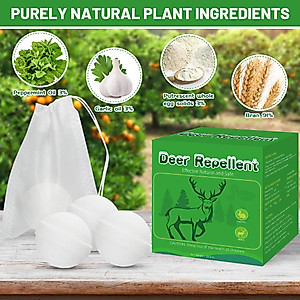 24 Pack Powerful Deer Repellent Balls, Natural Deer Deterrent and Rabbit Repellent Outdoor Keep Rabbits and Deer Away from Eating Plants, Lawns, Vegetables, Trees, Human & Pet Safe Deer Repellant