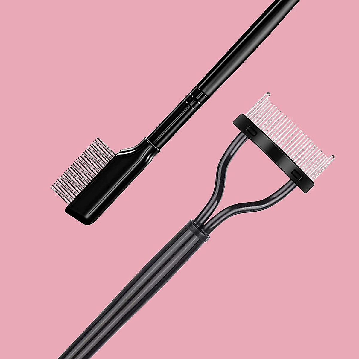 2Pcs Eyelash Separator, Eyelash Comb Lash Brush Separator, Lash Comb Eyelashes Curler Makeup Mascara Applicator, Eye Makeup Brush Tools, Metal Teeth Eyelashes Grooming Tool