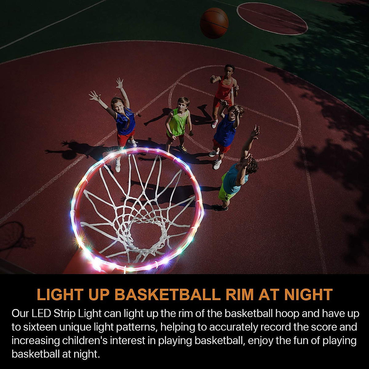 Waybelive LED Basketball Hoop Lights, Remote Control Basketball Rim LED Light, 16 Color Change by Yourself, Waterproof, Super Bright to Play at Night Outdoors, Good Gift for Kids