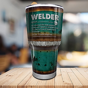 N NAMESISS All Over Printed Tumbler, Welder Blue Tumbler 30OZ, Metal Magician Welder Symbol Tumbler, USA Flag, Welder Tumbler Custom Your Name Gift for Father, Gift For Him, Welder Father's Day