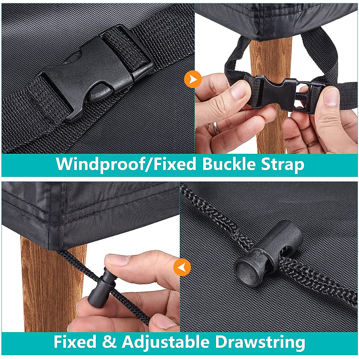 BROSYDA Patio Sofa Cover Waterproof - Heavy Duty 2-Seater Outdoor Sofa Cover Patio Furniture Covers with Air Vent and Handles, 60" L×34" D×30" H, Black