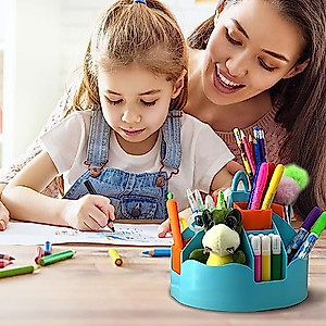 i-STUDIO Art Caddy spiner storage, School Supplies for Kids Desk Organizers and Storage Homeschool Craft Caddy,13 Slots 360-Degree Rotating Pencil Holder for Desk, Home and Art Supplies.