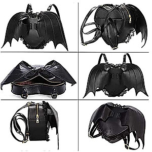 RainboSee Women Girl Punk Backpack Novelty Bat Wing Daypack Purse Gothic Lace Shoulder Heart Lolita Bag Black
