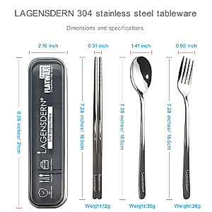 Premium Travel Utensils Set, Stainless Steel Cutlery Set, Reusable Flatware, Chopsticks Fork Spoon Silverware Set, Pocket Utensils for Picnic, Camping and Travel，Straws and Cleaning Brush