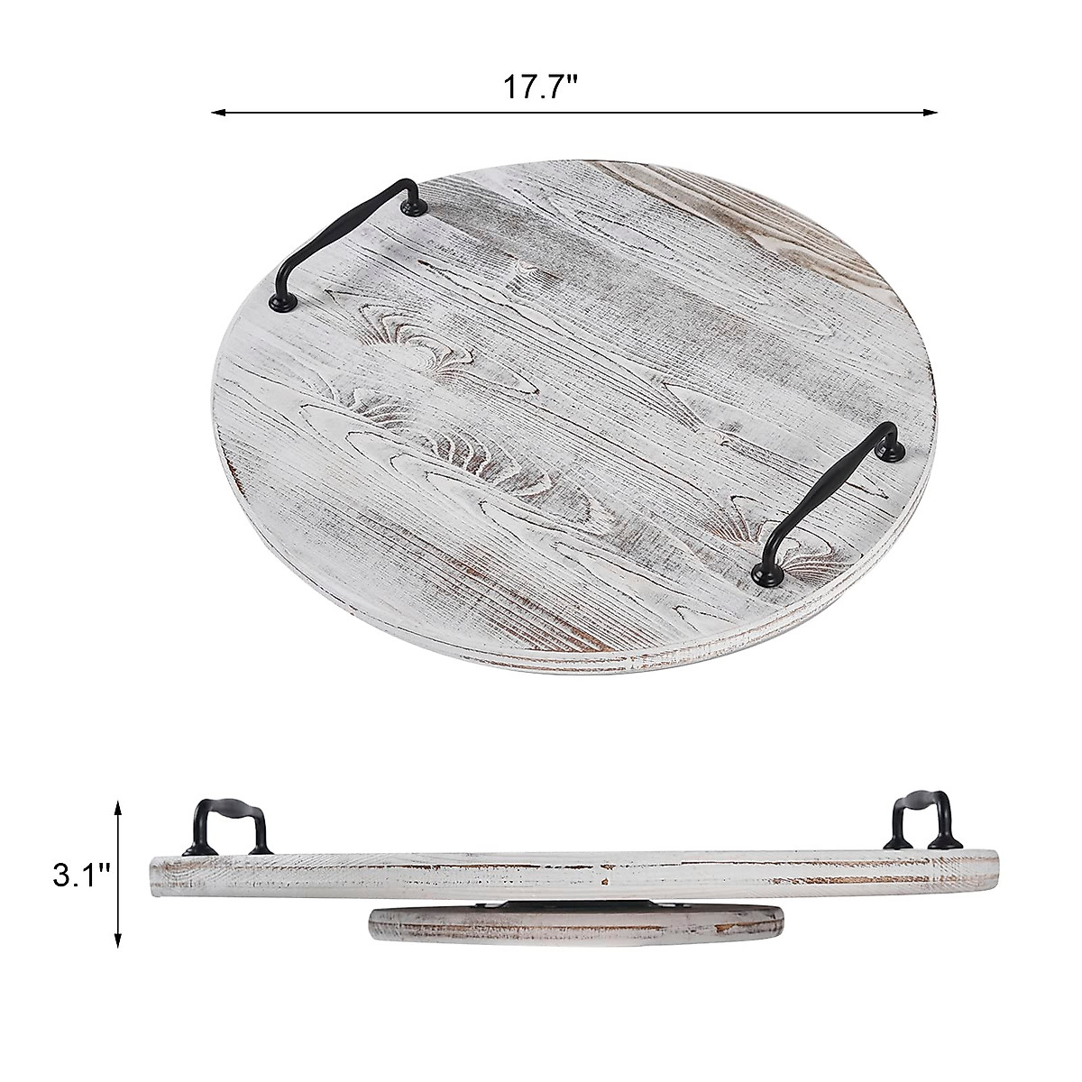 Wooden Lazy Susan for Table Turntable Organizer 18 Inch Large Lazy Susan Whitewashed Wood Serving Tray for Pantry Cabinet Countertop Round Spins Balanced Pine Spice Rack for Kitchen Essentials Storage