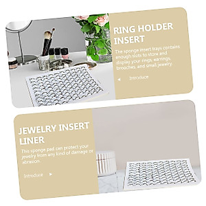 Levemolo 5pcs Storage Box Sponge Pad Jewelry Insert Display Mats Ring Display Pad Earrings Showcase Tray Trinket Tray Ring Tray Earring Sponge Display Pad Display Board Lining White