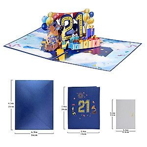 Greeting Art 21st Birthday Pop Up Card, Laser Cut, 3D Design, Includes Envelope