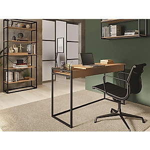 Casabianca Furniture Noa Office Desk in Birch Melamine with Black Metal Painted Frame.