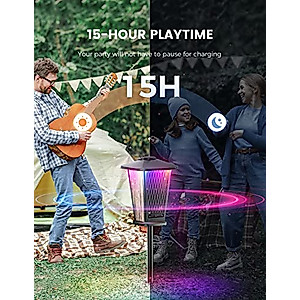 Bluetooth Speaker, 80W Outdoor Waterproof Wireless Speaker with Punchy Bass & Beat-Driven Lights Show, Multi-Sync up to 100 Speakers, Big Loud Surround Stereo Sound System for Party/Pool/Patio, 2 Pack