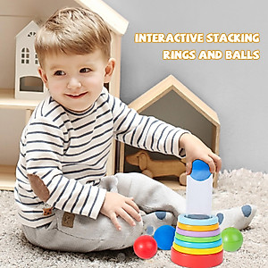 Montessori Interactive Stacking Rings and Balls for Babies 6-12 Months - Clear Tube Fun