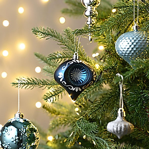 Valery Madelyn Christmas Tree Ornaments, 70ct Navy Blue and Silver Shatterproof Christmas Balls Decoration Set, Winter Wonderland Hanging Tree Ornament Bulk for Xmas Holiday Party Decor