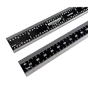 Benchmark Tools 466514 Rigid English/Metric 150 mm / 6 Inch Machinist Rule MM.5 MM, 1/32 and 1/64 Markings Stainless Steel Zero-Glare Black Chrome Finish Conforms to EEC-1 Accuracy Standards (1)