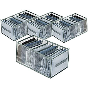 4PCS Extra Large 7 Compartments Wardrobe Clothes Organizer,Closet Organizers for Jeans,Pant,Sweater for Clothing,Clothes Drawer Organizer Dividers for Folded Clothes