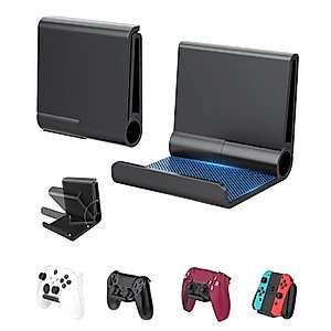 4 Pack Foldable Controller Wall Mount Holder for Xbox PS5 PS4 PS3 Switch Pro Strong Adhesive/Screw Upgraded Controller Stand Hanger with Anti-slip Pad Universal Gaming Remote & Headphone Accessories