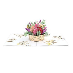 Lovepop Pink Rose Basket Pop Up Card, 5x7-3D Greeting Card, Pop Up Paper Flowers, Valentine's Day Greeting Card for Mom, Anniversary Card for Wife, Appreciation Card, Thinking of You