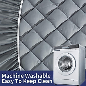 King Mattress Pad Cover Cooling Mattress Topper Pillow Top Breathable Mattress Toppers Quilted Fitted (8-21 Inch Fitted Deep Pocket,Grey)