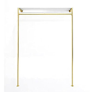 FURVOKIA Modern Simple Industrial Pipe and Wood Garment Rack,Wall Mounted Hanging Rods Clothing Rack,Retail Display Storage Clothes Hanging Shelves(Gold, 47.2" L)