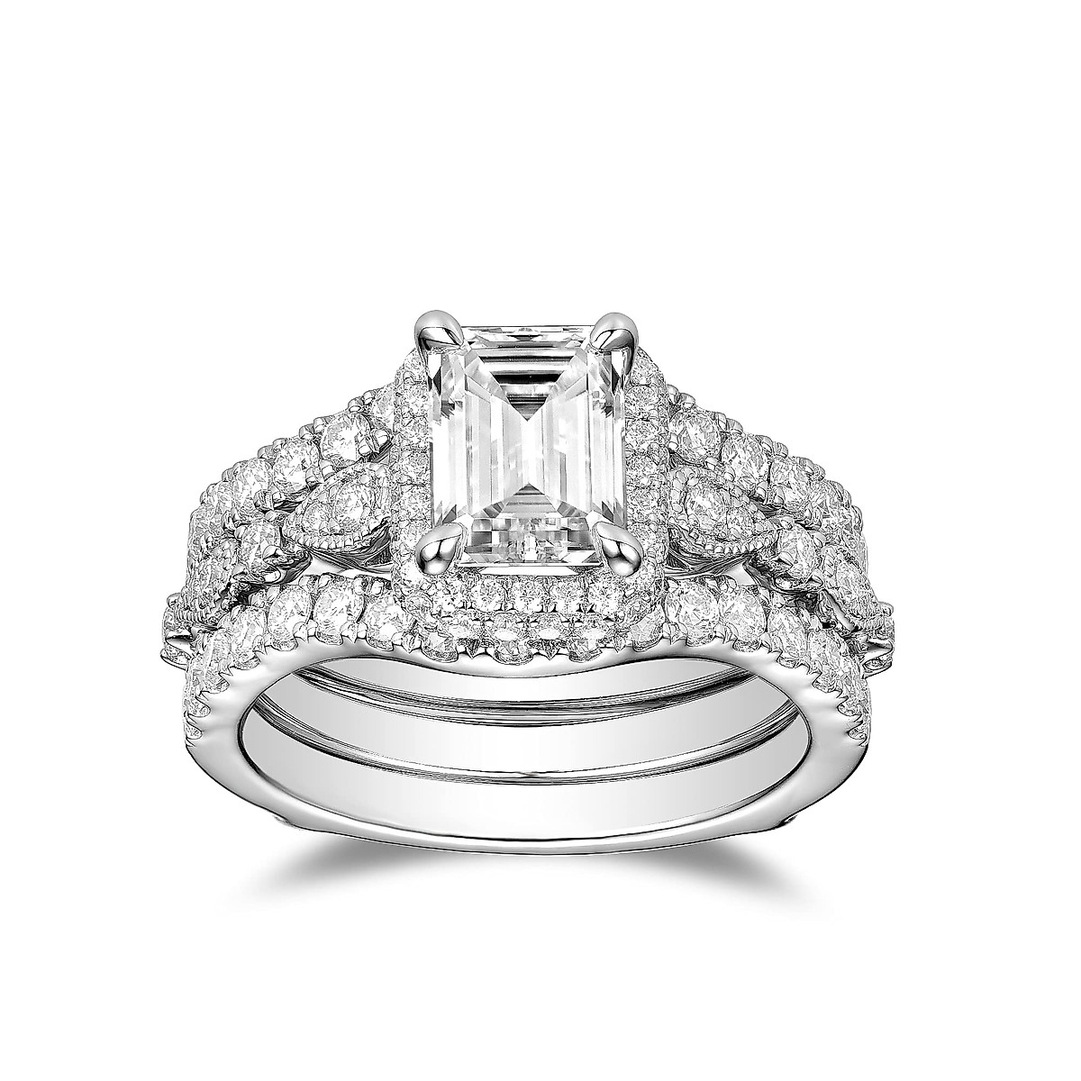 DovEggs Moissanite Enhancer Wedding Band for Women,Moissanite Eternity Half Band,0.85ctw GH Color Round Cut Moissanite Lab Grown Diamond Engagement Ring Anniverasry 14K Gold Quality Sterling Silver (8)