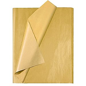 Ueerdand Gift Wrapping Tissue Paper for Packaging 105 Sheets Single-Sided Metallic Wrapping Craft Papers Bulk for DIY Artworks Flower Decoration 12 x 20 Inch, Gold