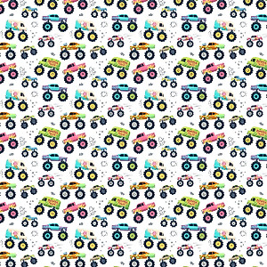 Monster Truck Party Birthday Gift Wrap Paper Folded Flat 30 x 20 Inch, 3 Sheets