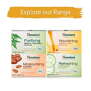 Himalaya Nourishing Cream & Honey Cleansing Bar, Face and Body Soap for Soft Skin, 4.41 oz, 6 Pack