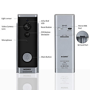 XODO VD1 Smart Home Wireless Security Camera with Night Vision, Waterproof Video Doorbell/WiFi 1080P HD/166°Wide Angel/2-Way Audio/No Monthly Fee/Real-Time Alerts/Rechargeable Batteries