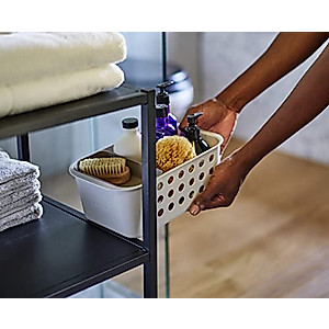 Joseph Joseph EasyStore - Bathroom essentials Storage Basket Organiser with Moveable tray, Ecru, Small