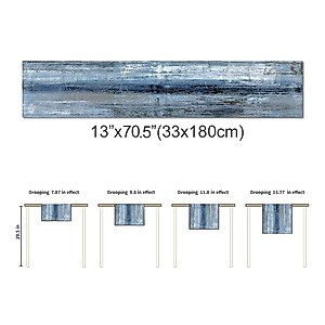 Blue Grey Table Runners Modern Art Farmhouse Linen Table Runners Dresser Scarves Retro Rustic Style for Party Kitchen Dining Table Coffee Holiday Party Decor (Blue Grey, 13"x 71")