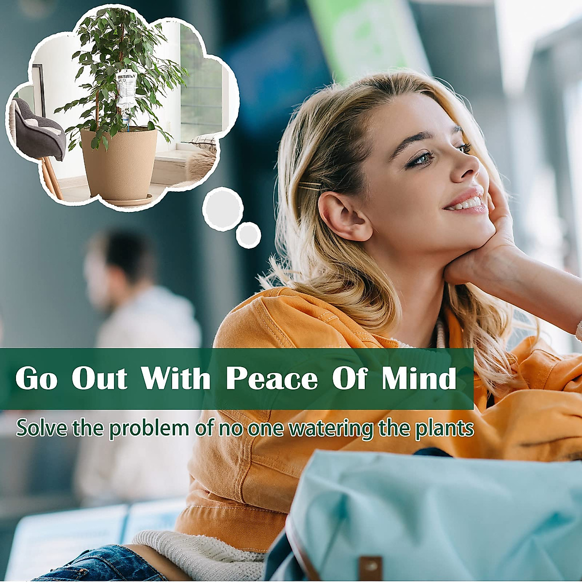 2 Set Plant Water Bag Automatic Plant Watering System 350ml Irrigation Drip Bag with Metal Support Rod and Regulating Valve Self Watering Devices for Indoor Outdoor Plants Flowers