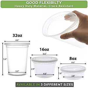 Deli Containers with Lids – Non-BPA Plastic Containers – 60pcs Plastic Storage Containers for Food Storage – Thick and Durable Storage Containers – Airtight Meal Prep Container (Clear 8oz)