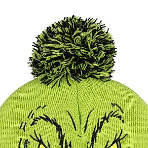 Bioworld Dr. Seuss The Grinch Who Stole Christmas Pom Beanie Hat Embroidered Character,Green,One Size