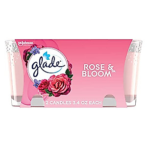 Glade Candle Jar, Air Freshener, Rose & Bloom, 3.4 Oz, 2 Count