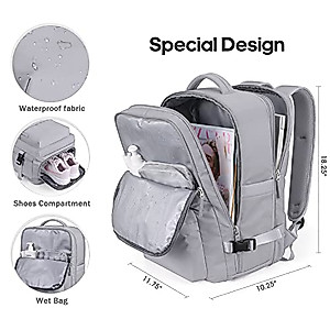 Large Travel Laptop Backpack, Expandable 45L Carry On Backpack Water Resistant Airline Approved Business Work Computer Bag Gifts for Men & Women Fits 17 Inch Notebook