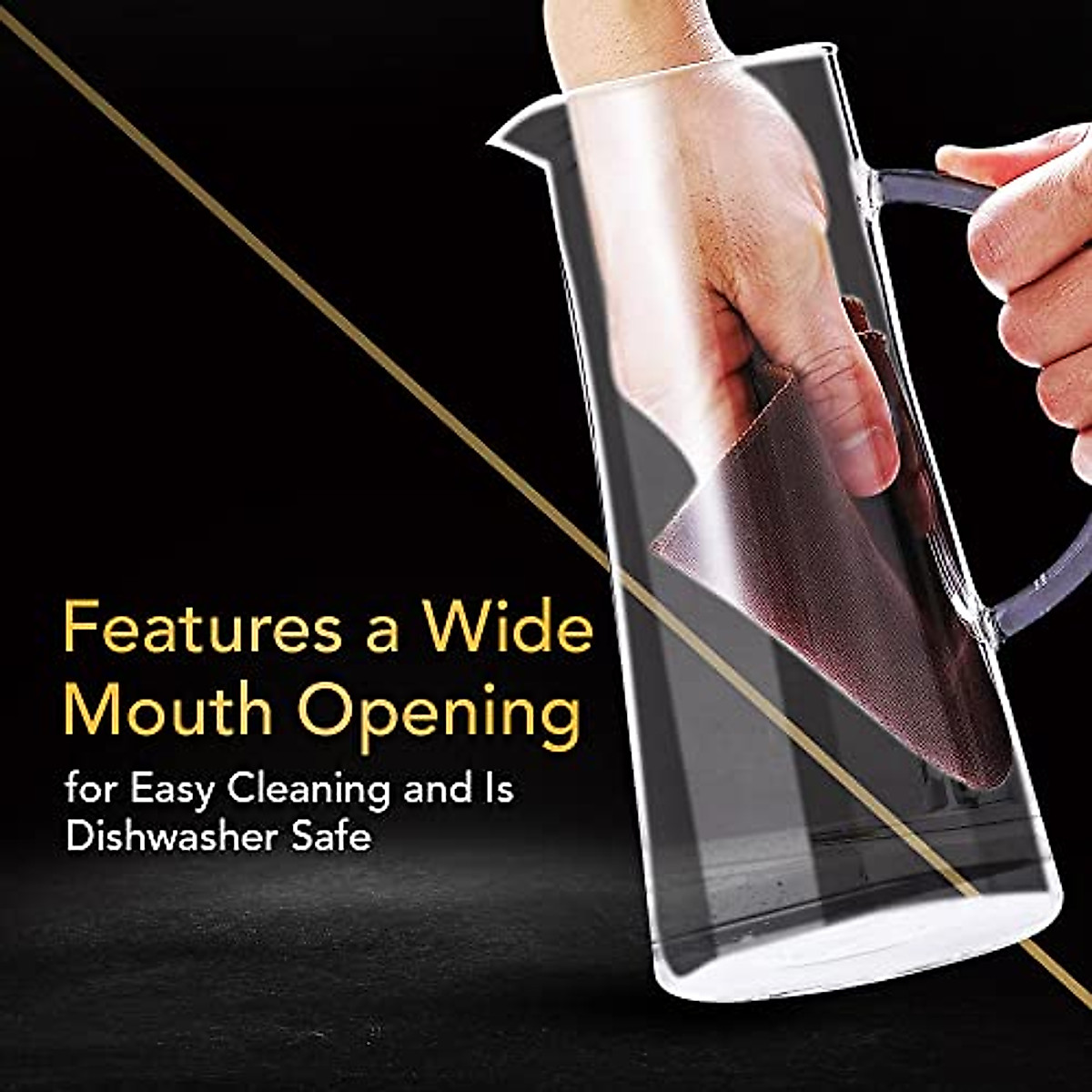 Richro Glass Pitcher With Lid and Spout Set of 2 - Heat Resistant Glass Carafe Pitcher With Stainless Steel Lid 50 oz Good For Coffee Juice Beverage Pitcher For Juice and Iced Tea Pitcher Water Carafe