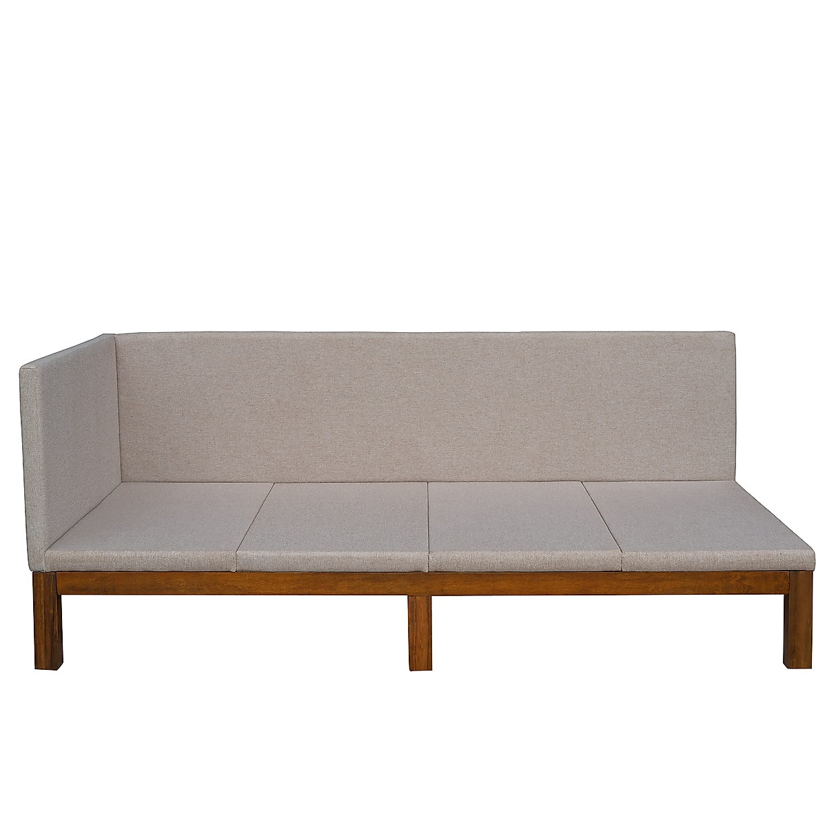 Upholstered Daybed/Sofa Bed Frame/Wood Floor Bed with Linen Cover Mattress/Futon Sleeper Beds, Twin Size, Beige