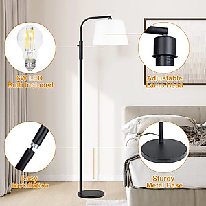 Jeagop Dimmable Floor Lamp, Arc Floor Lamps for Living Room with Adjustable Hanging Shade, Modern Standing Tall Lamp for Living Room Bedroom Office, 1000 Lumens LED Bulb Included