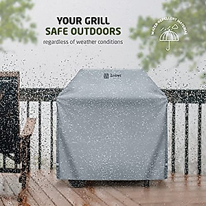 Zober BBQ Grill Cover - 44 Inch Waterproof Double Layered Fits Weber Gas Grill Cover Charbroil Grill & Smoker - Gas Grill Covers w/ Air Vents, Dual Handles - 600D Oxford Fabric, Gray