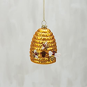 Primitives by Kathy Bee Hive Coated Glass Hanging Ornament